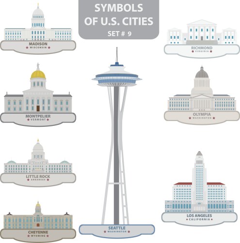 Symbols of us cities Royalty Free Vector Image