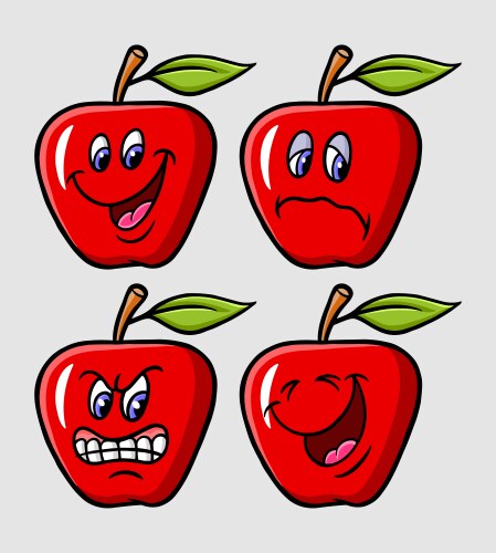 Emoticon eating apple Royalty Free Vector Image