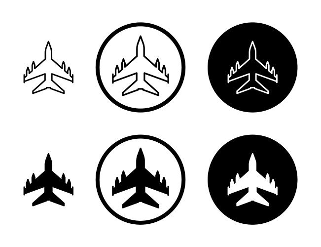 Fighter jet icon set military supersonic war Vector Image
