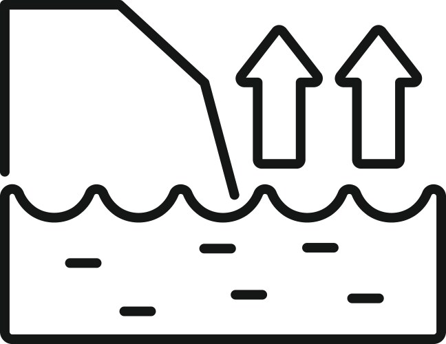 Sea level rise change icon outline climate Vector Image