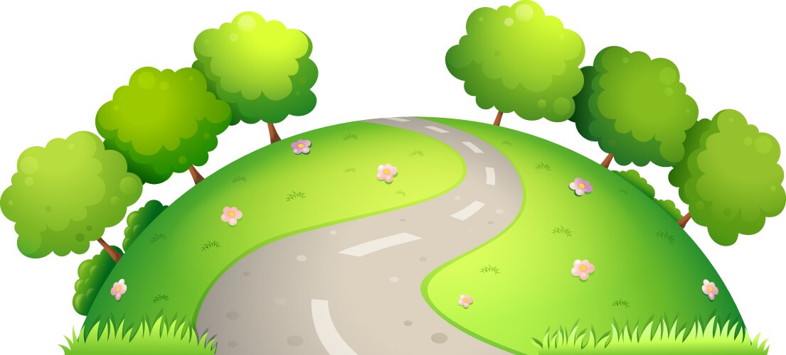 Park scene with trail and trees Royalty Free Vector Image