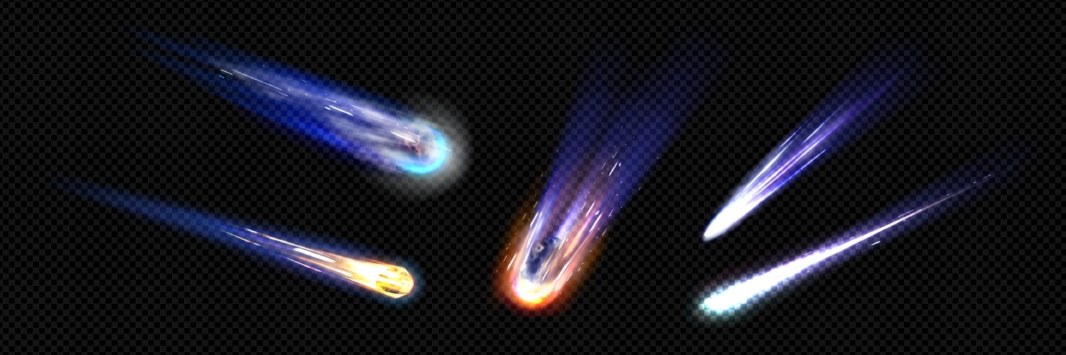 Falling and burning comet with light trail Vector Image