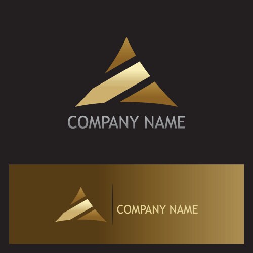 Triangle square gold icon logo Royalty Free Vector Image
