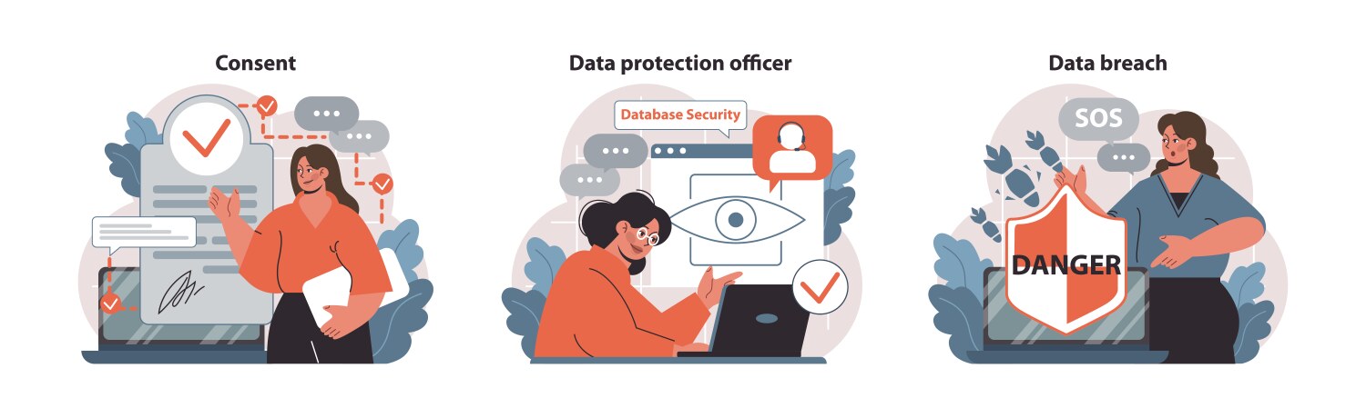 Data breach concept flat Royalty Free Vector Image