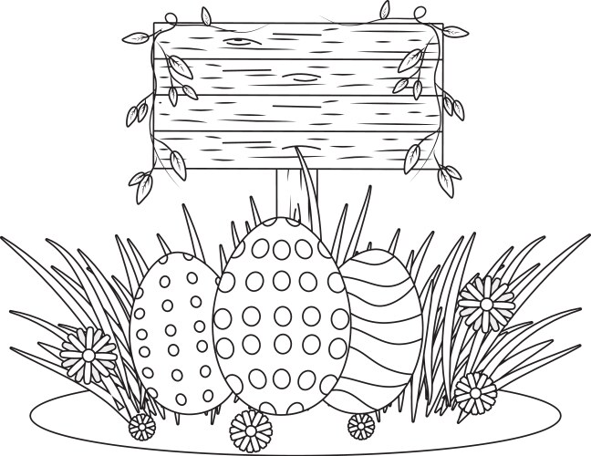 Mandala with easter bunny and eggs coloring page Vector Image