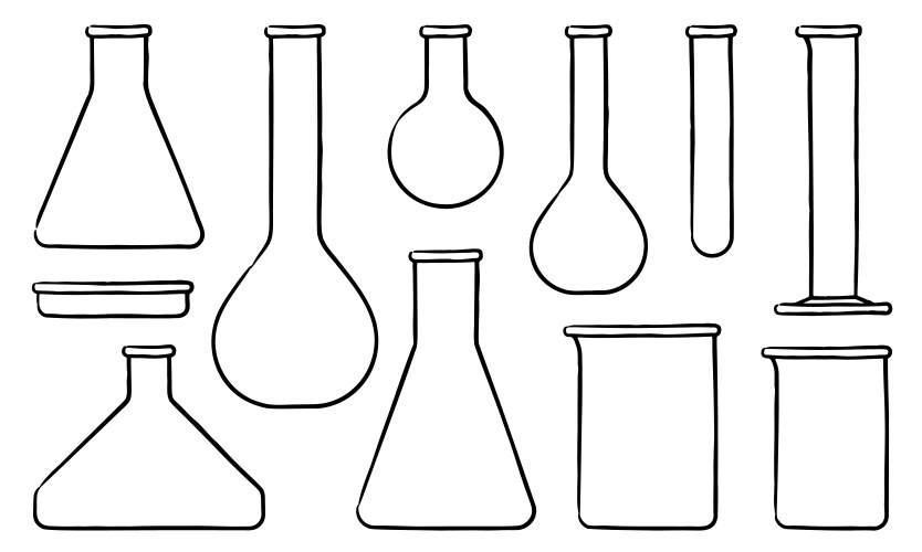 Laboratory glassware transparent set Royalty Free Vector
