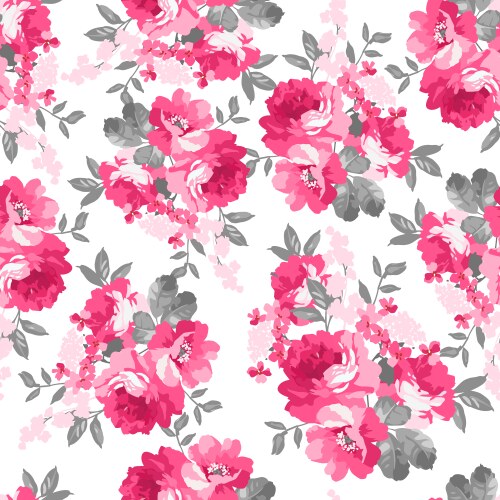 Seamless floral pattern with red roses on white Vector Image