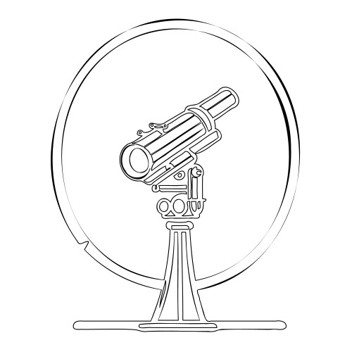 Telescope outline sketch Royalty Free Vector Image