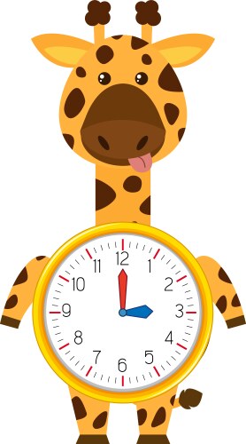 Telling time to the hour on yellow clock Vector Image