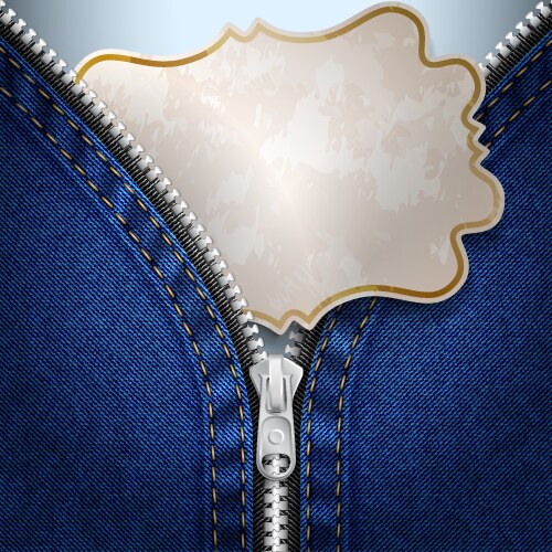 Jeans background and heart with zipper Royalty Free Vector