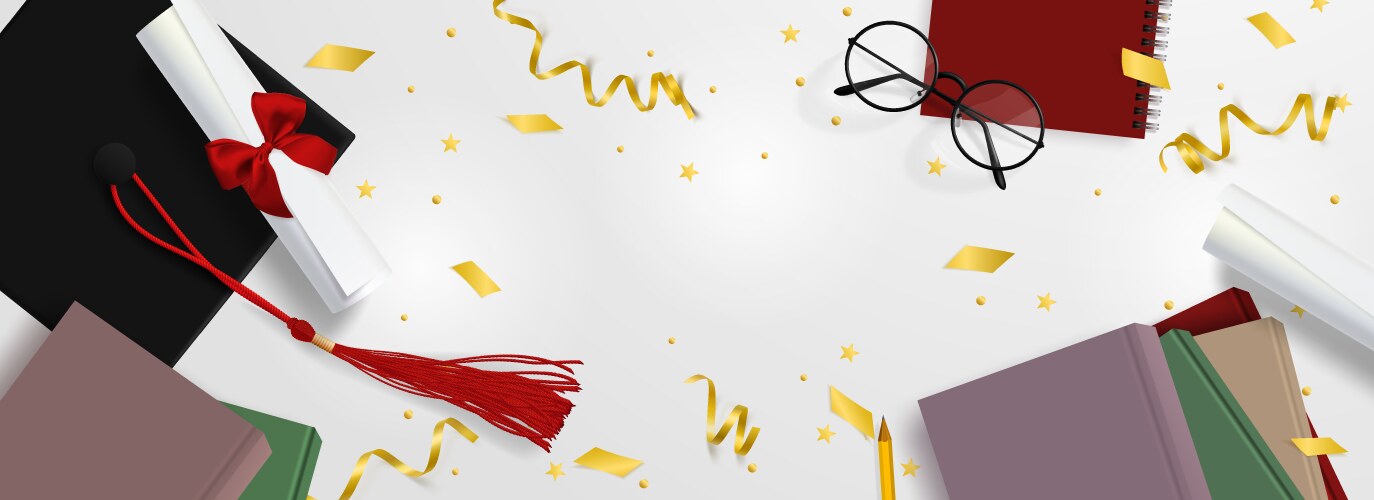 Graduation banner background congrats Royalty Free Vector