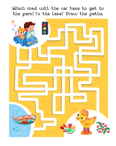Maze and one answer activity for children Vector Image