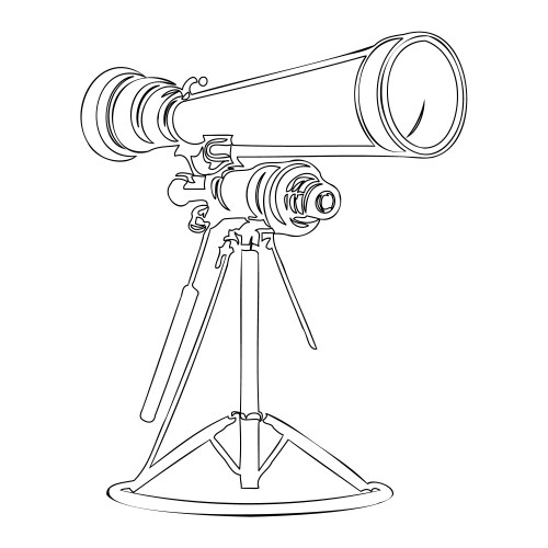 Telescope outline sketch Royalty Free Vector Image