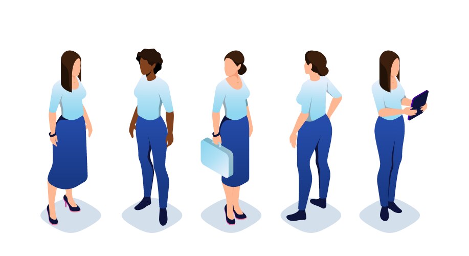 Isometric constructor to create a female Vector Image