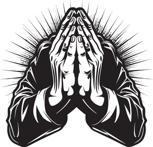 Divine embrace logo of praying hands in black Vector Image
