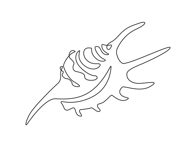 Spiral seashell in one continuous line drawing Vector Image