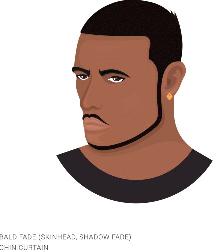 Male face with taper fade haircut and beard Vector Image