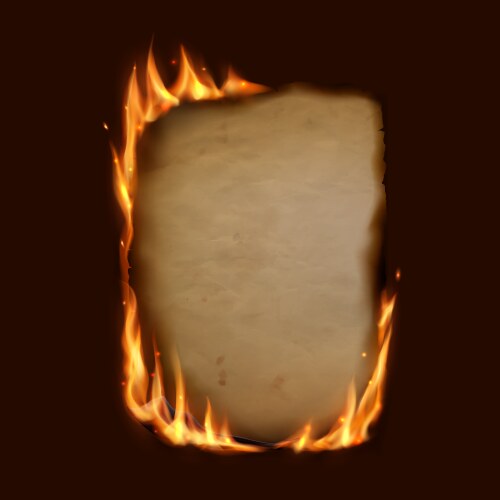Realistic burning fire flames burnt paper holes Vector Image