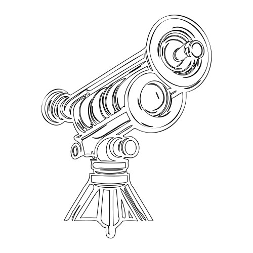 Telescope outline sketch Royalty Free Vector Image