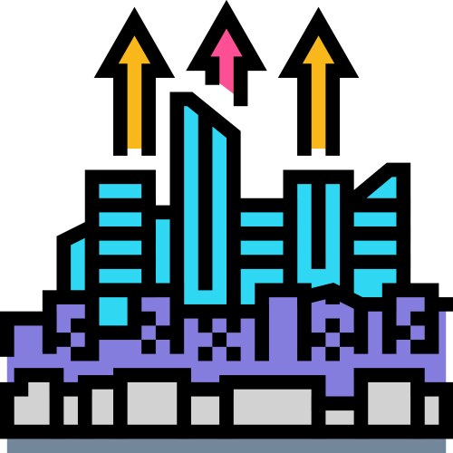 Urban sprawl cyberpunk glyph icon Royalty Free Vector Image