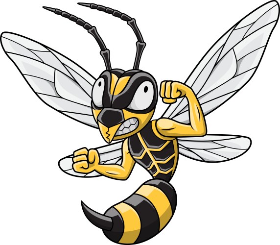 Cartoon of angry bee mascot isolated Royalty Free Vector