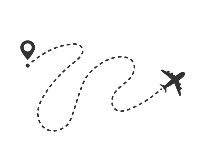 Plane way icon airplane big amplitude waves path Vector Image