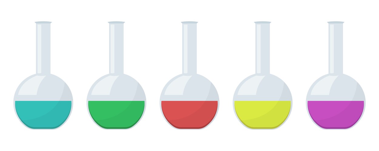 Stages of chemical reaction in lab flask animation