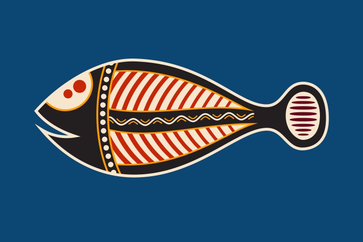 Fish aboriginal art style Royalty Free Vector Image