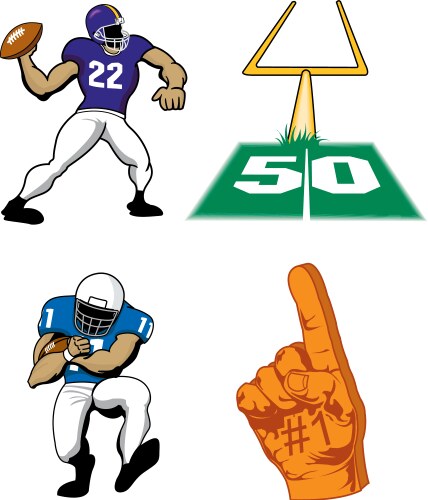 American football wide receiver catch ball cartoon