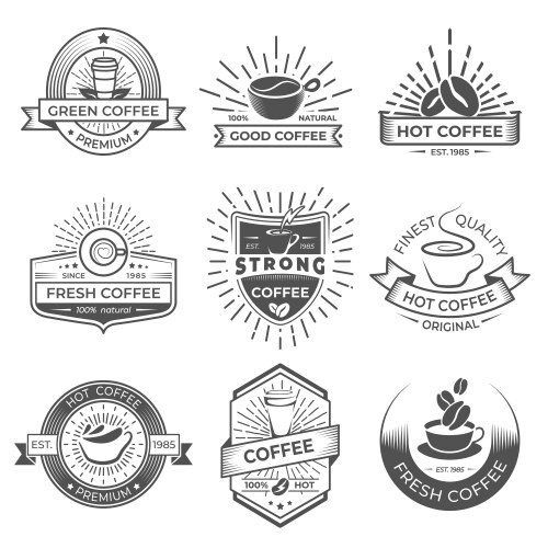 Coffee badges cafe logo stamp sticker restaurant Vector Image