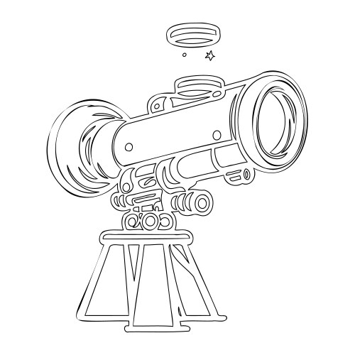Telescope outline sketch Royalty Free Vector Image