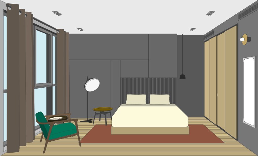 Room with furniture top view Royalty Free Vector Image