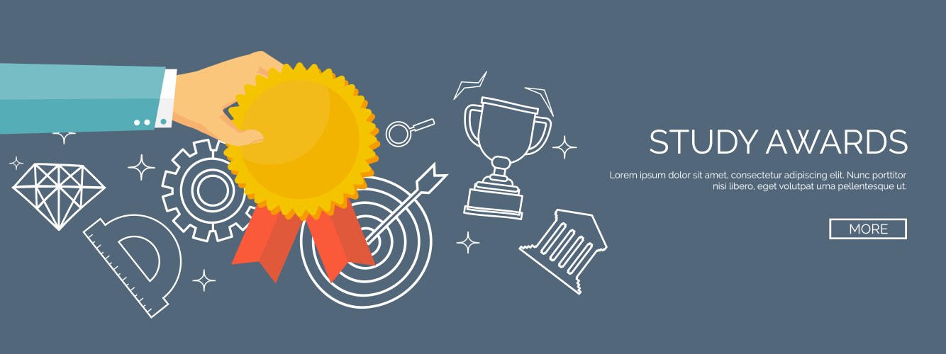 Flat trophy study success Royalty Free Vector Image