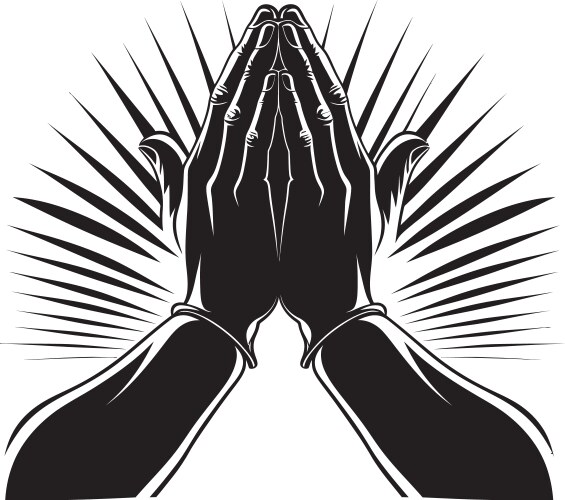Spiritual symbol praying hands black logo in 80 Vector Image