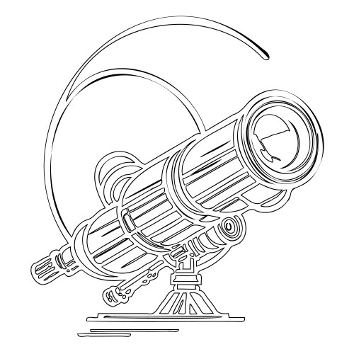 Telescope outline sketch Royalty Free Vector Image