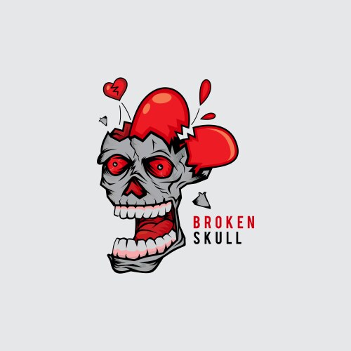 Broken skull stroke Royalty Free Vector Image - VectorStock