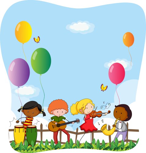 Cartoon animals playing musical instruments Vector Image