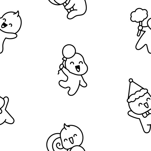 Cute baby girl seamless pattern coloring page Vector Image