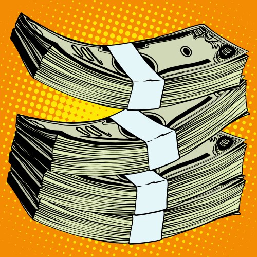 Stack of money dollar pop art retro Royalty Free Vector