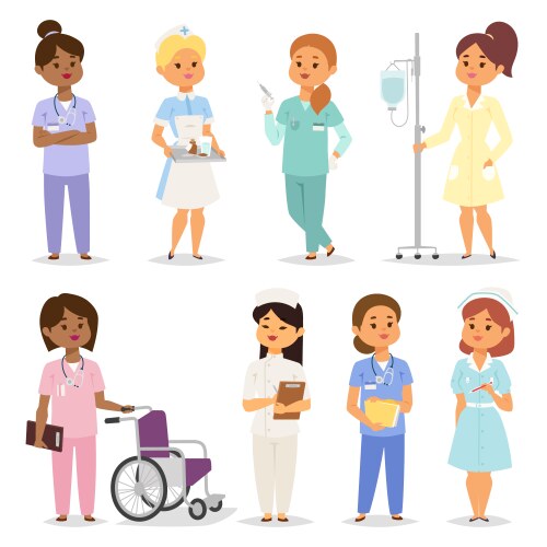 Doctors and nurses team cartoon medical staff Vector Image