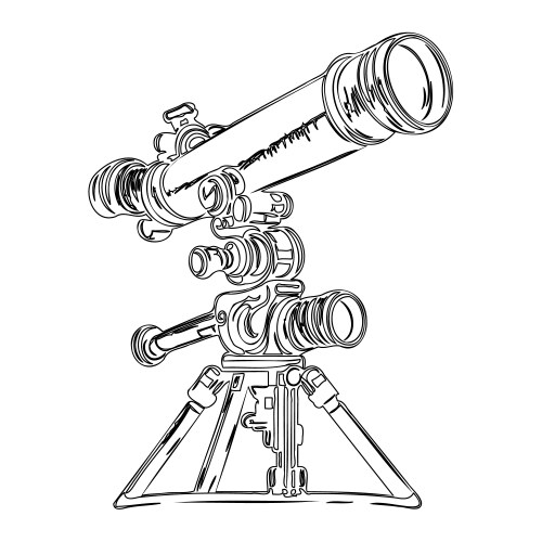 Telescope outline sketch Royalty Free Vector Image