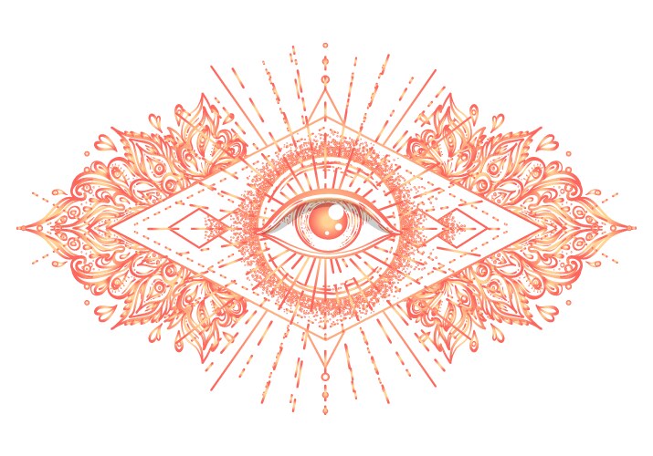Sacred geometry symbol with all seeing eye over Vector Image