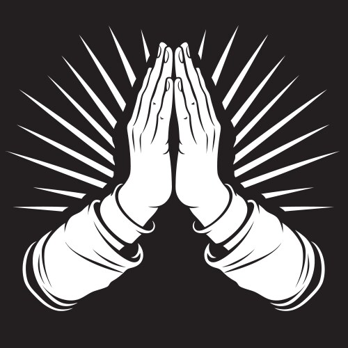 Spiritual symbol praying hands black logo in 80 Vector Image