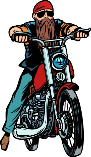 Biker on chopper motorcycle transport Royalty Free Vector