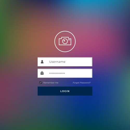 Login form page with blurred background web site Vector Image