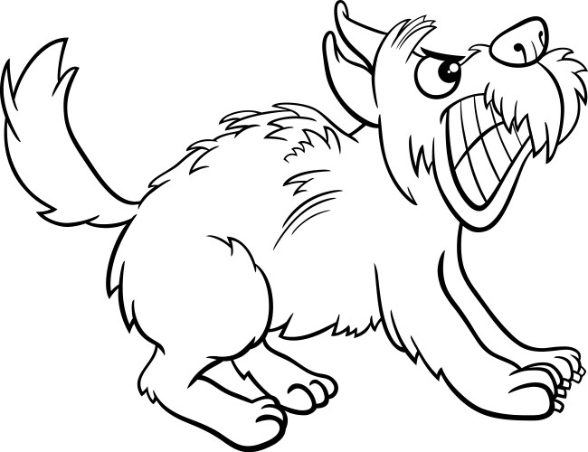 Cartoon angry poodle dog coloring page Royalty Free Vector