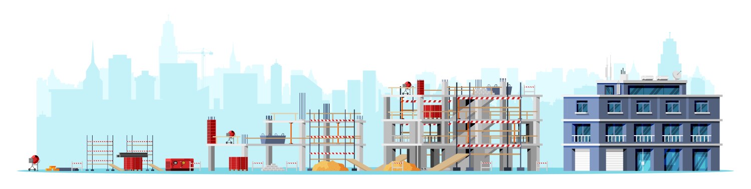 Construction site stages isolated on white Vector Image