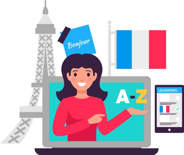 Foreign language online flat isometric Royalty Free Vector