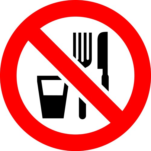 No eating and drinking sign ban on food forbidden Vector Image