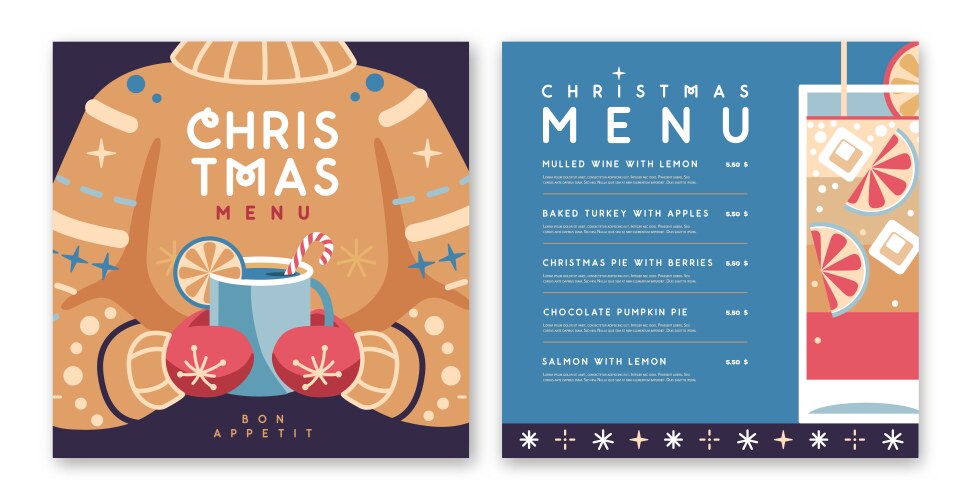 Restaurant christmas holiday menu design Vector Image